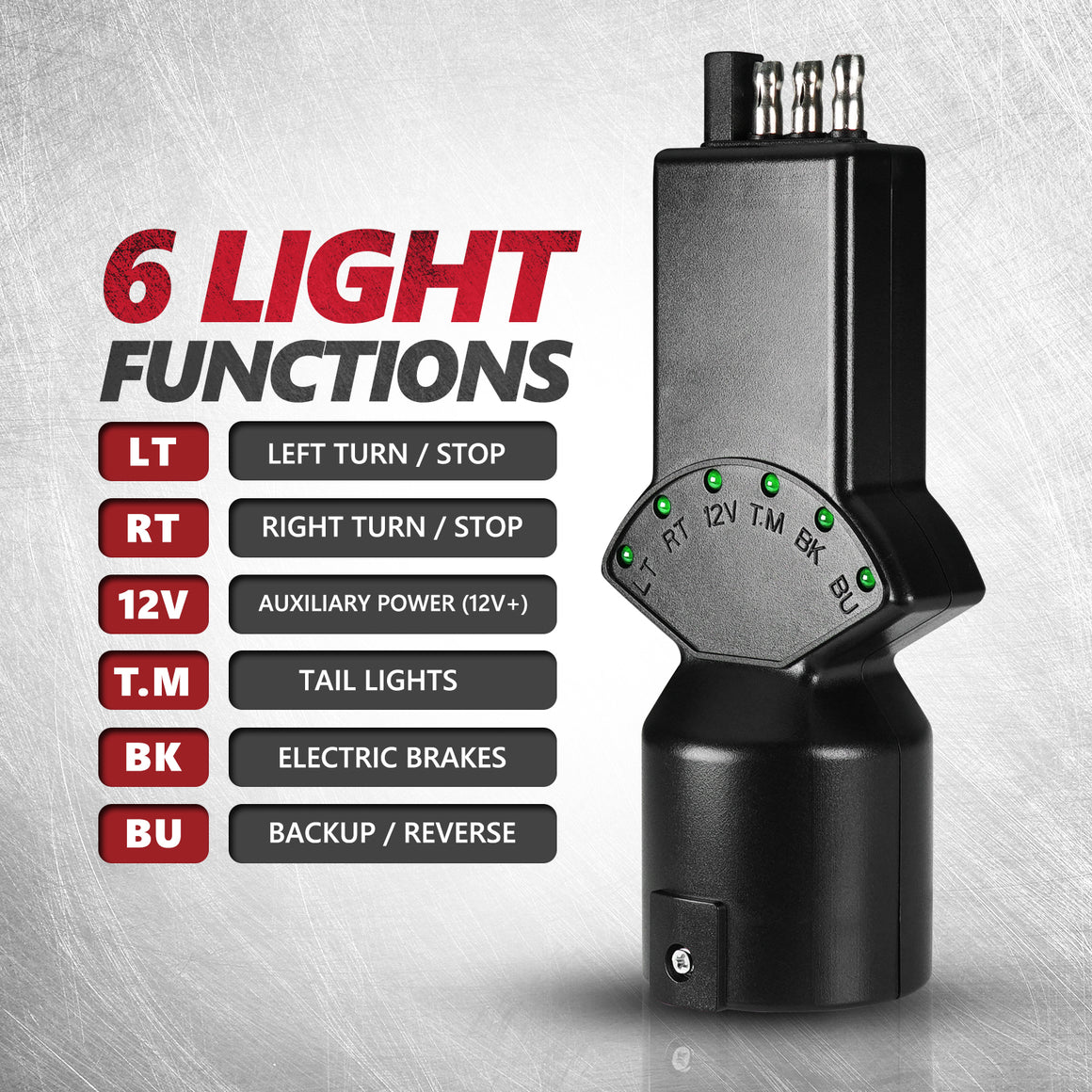 7-Pin to 4-Pin Trailer Adapter with LED Tester – 6 LED Indicators and ...