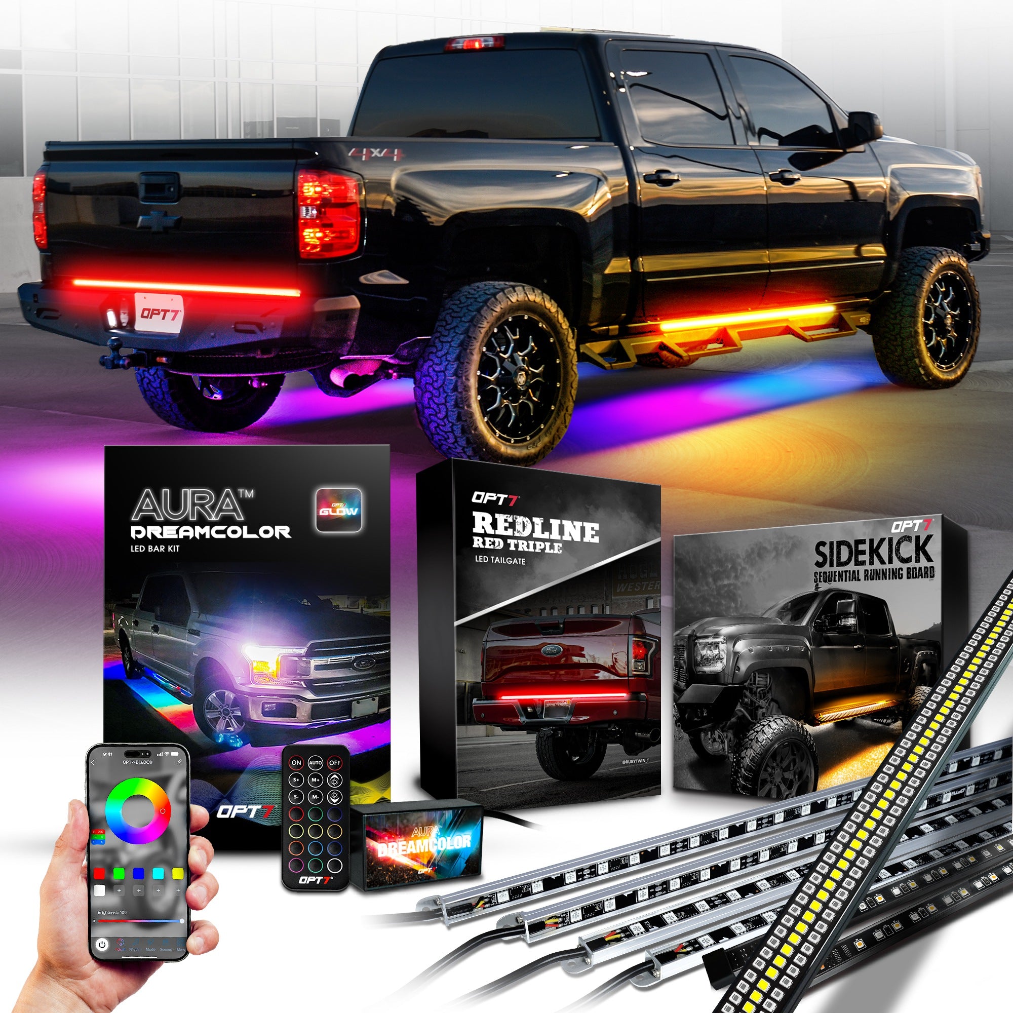 AURA LED Lighting Kit for Truck Bundle (DreamColor Underglow LED Kit ...