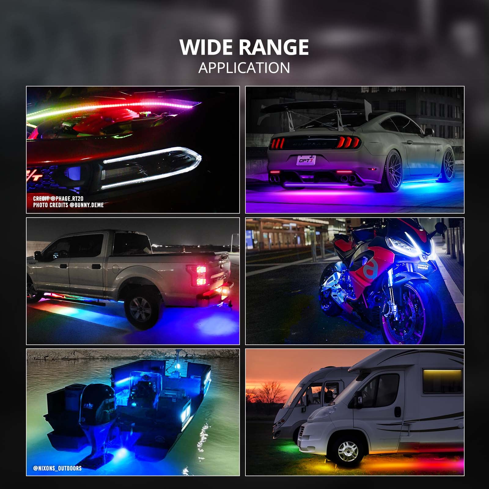 AURA Flexible LED DreamColor Underglow Lighting Strip Kit w-Remote ...