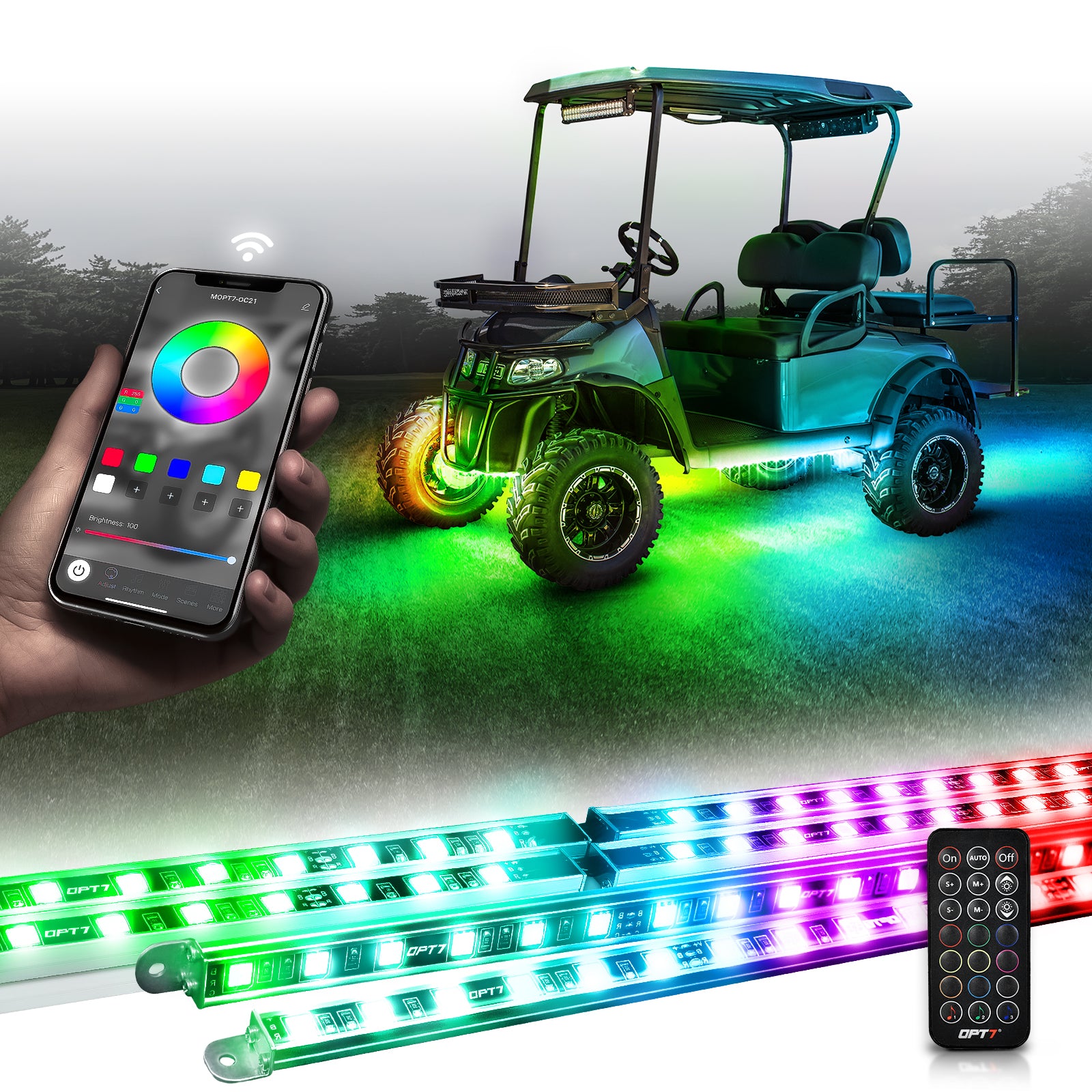 AURA DreamColor Golf Cart LED Aluminum Underbody Glow LED Lighting Kit ...