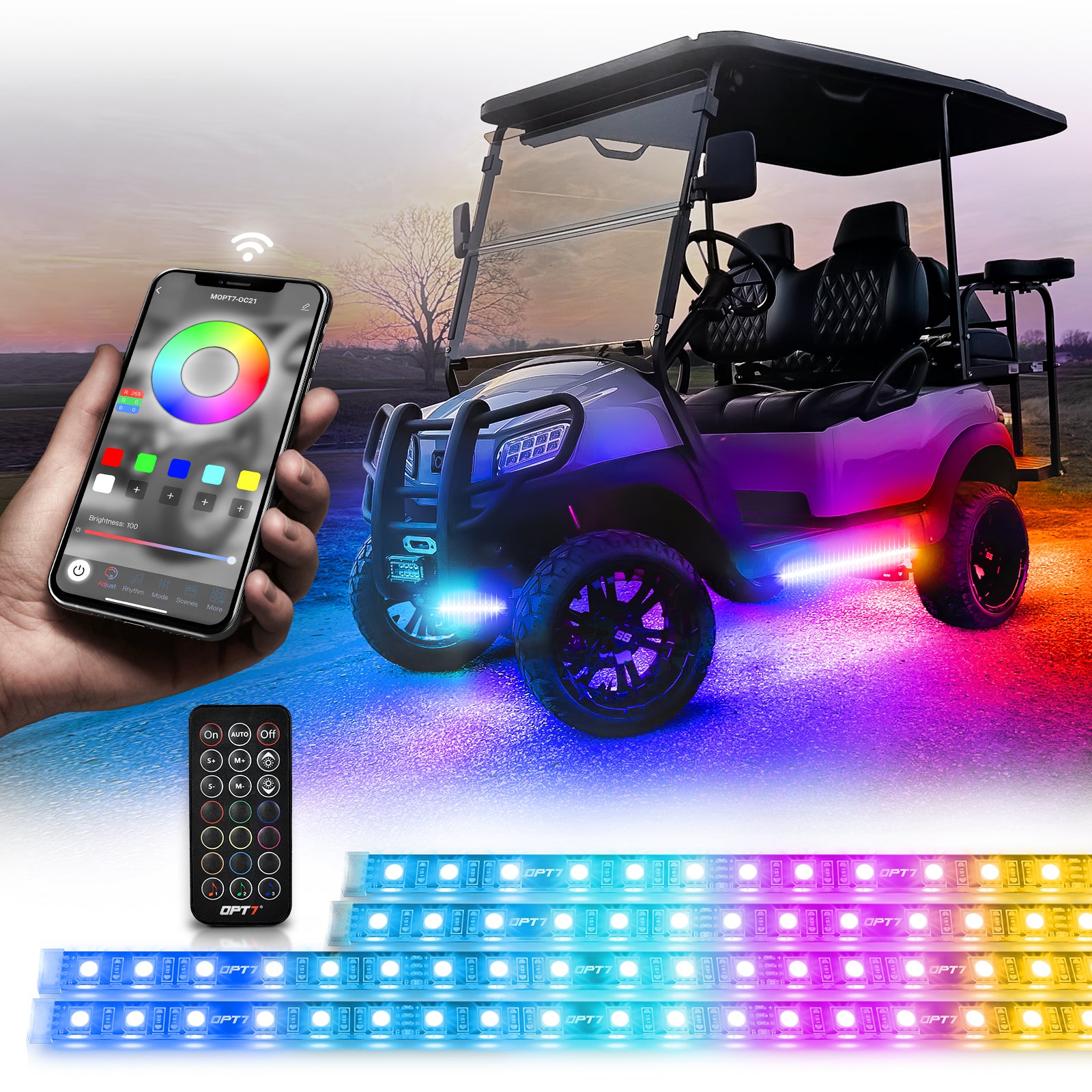 AURA DreamColor Golf Cart Underbody Glow LED Lighting Kit Bluetooth AP ...