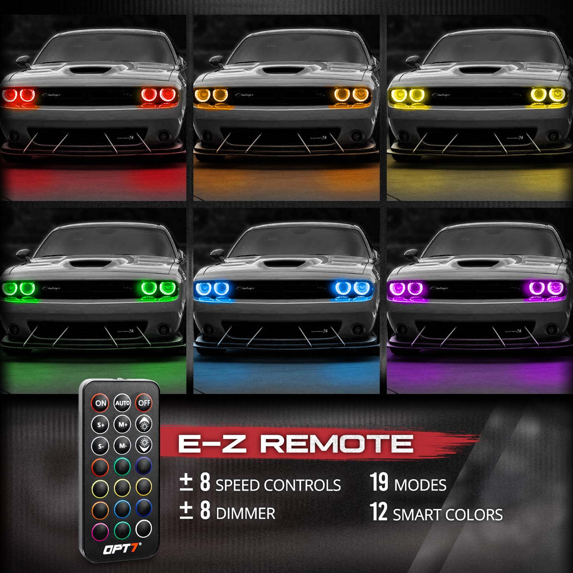 AURA Remote Control Day Time Running Light DRL Halo RGB for Dodge Chal ...