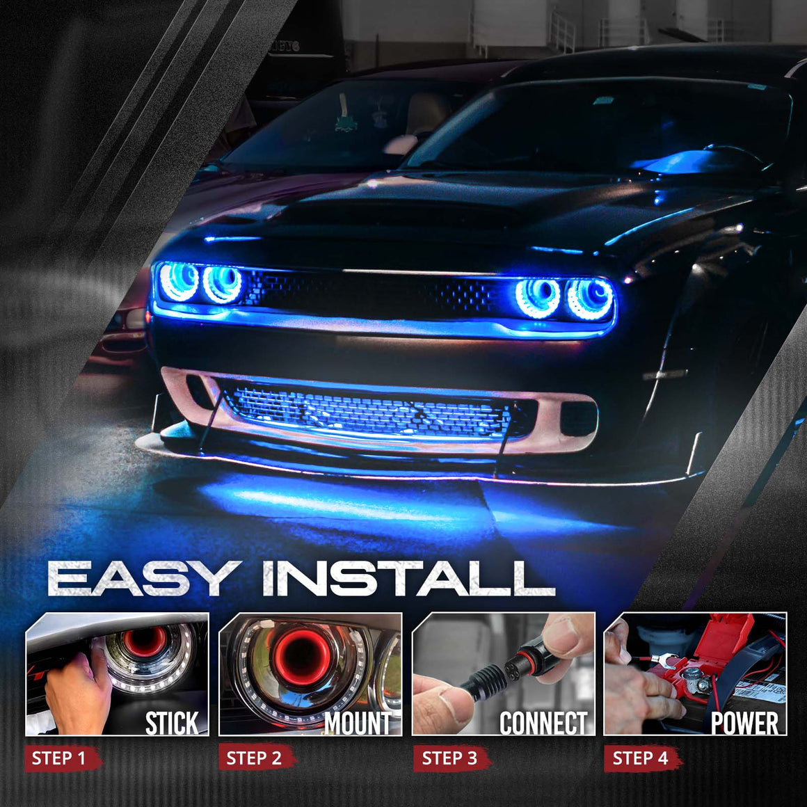 AURA Remote Control Day Time Running Light DRL Halo RGB for Dodge Chal ...