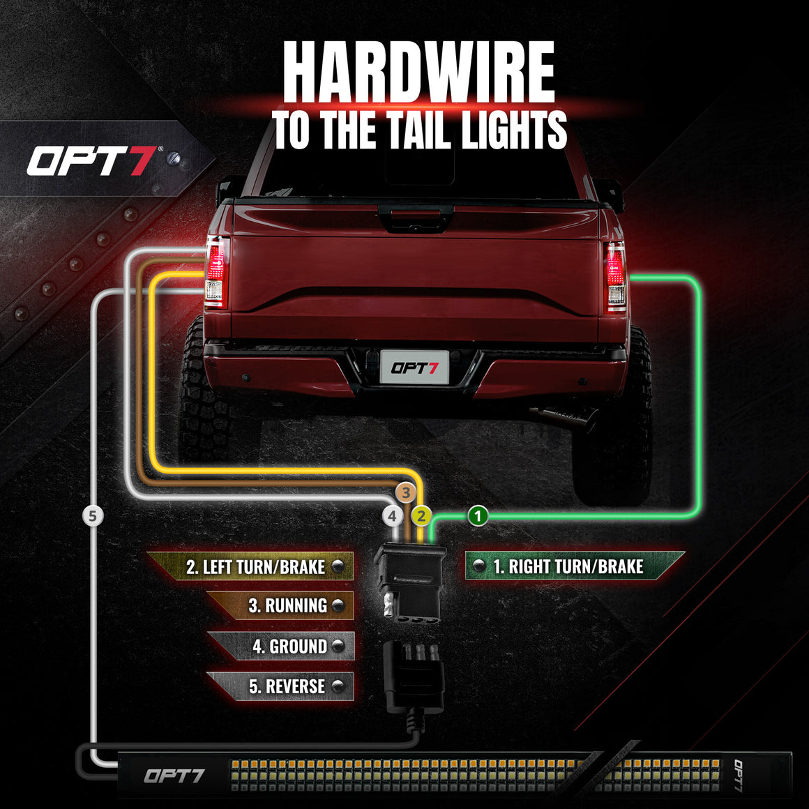 OPT7 Redline 4.9ft Hardwire Harness Kit for Tailgate Light Bars – OPT7 ...
