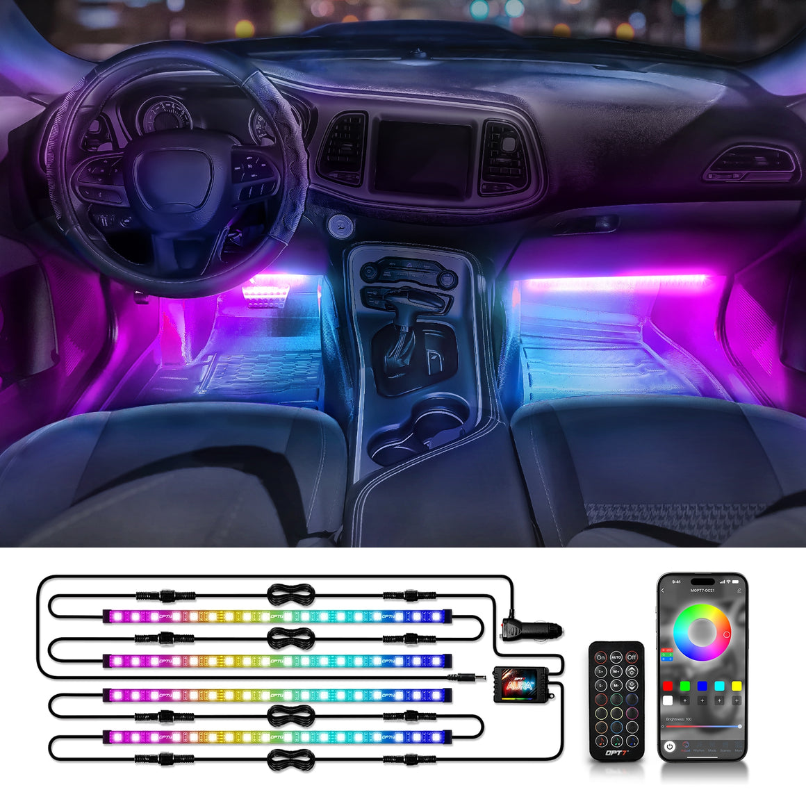 AURA DreamColor LED Interior Ambient Lighting Kit (4 x 12 Inch or 6 x ...