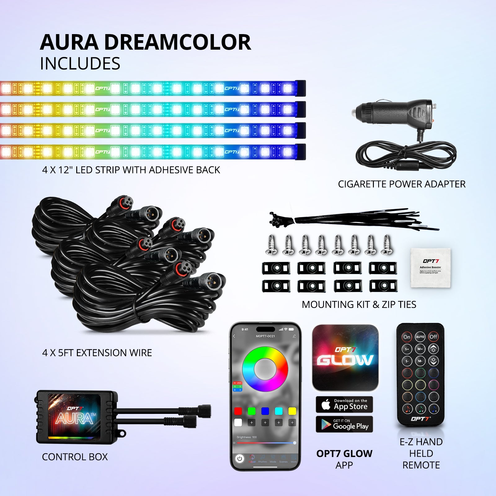 AURA DreamColor LED Interior Ambient Lighting Kit (4 x 12 Inch or 6 x ...