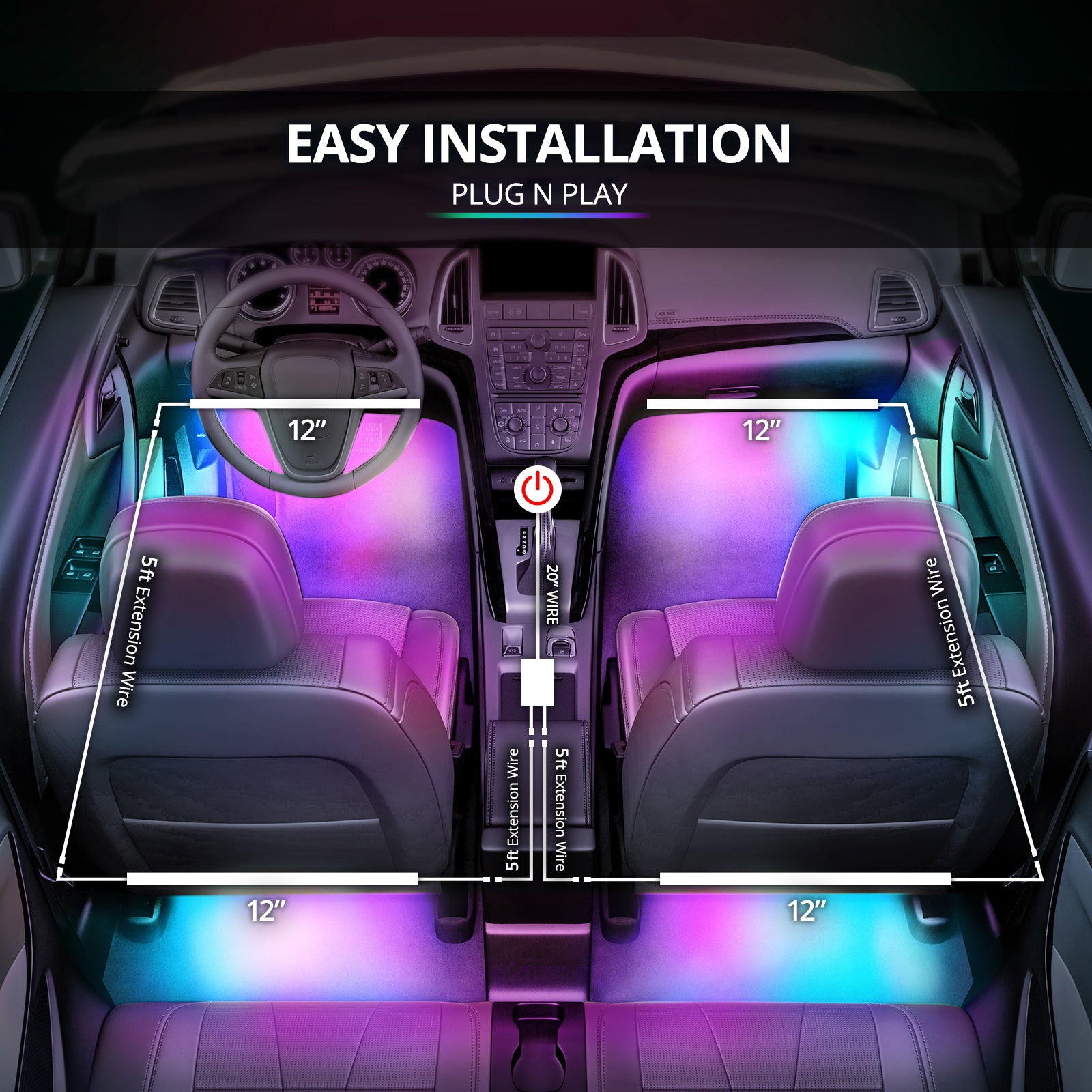 AURA DreamColor LED Interior Ambient Lighting Kit (4 x 12 Inch or 6 x ...