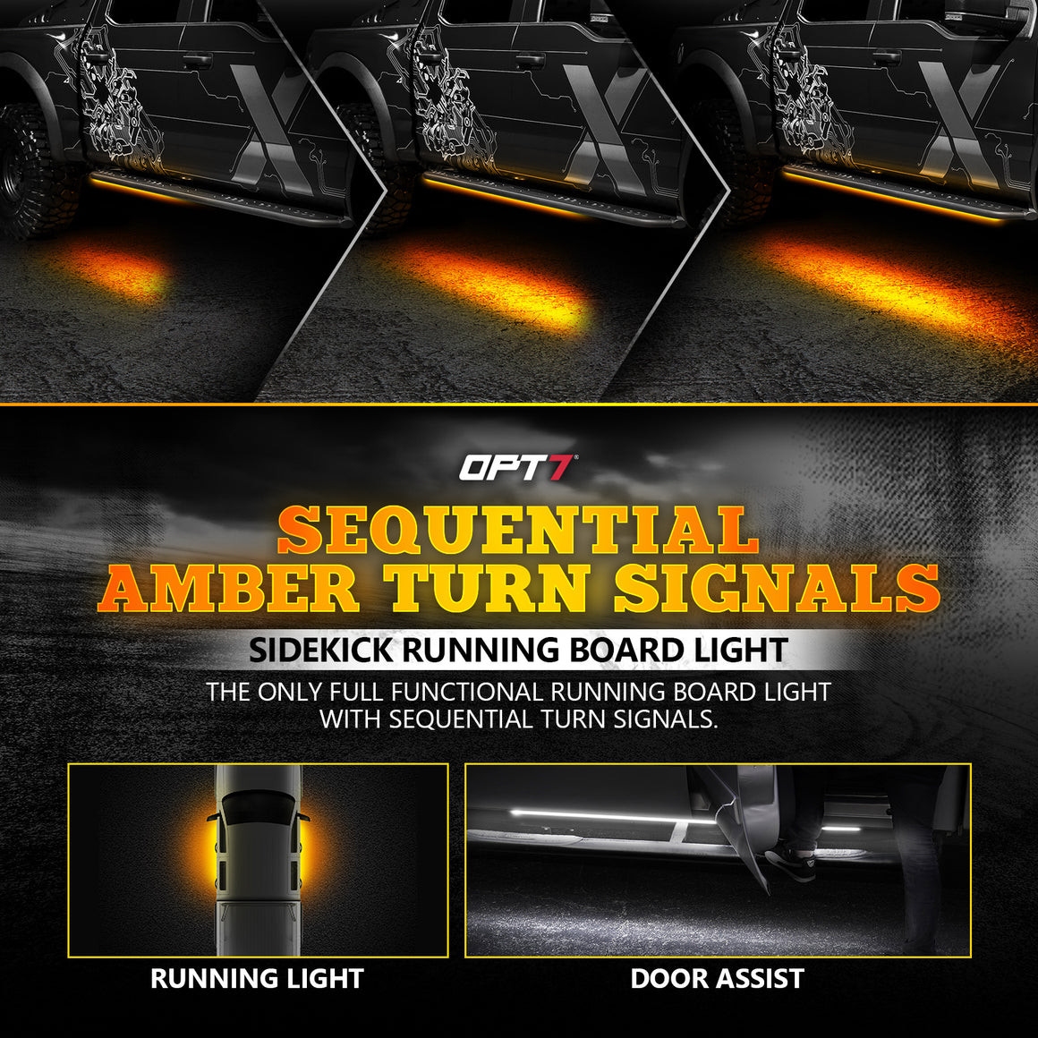 Sidekick Sequential Running Board 2PC Switchback LED Strip Kit – OPT7 ...