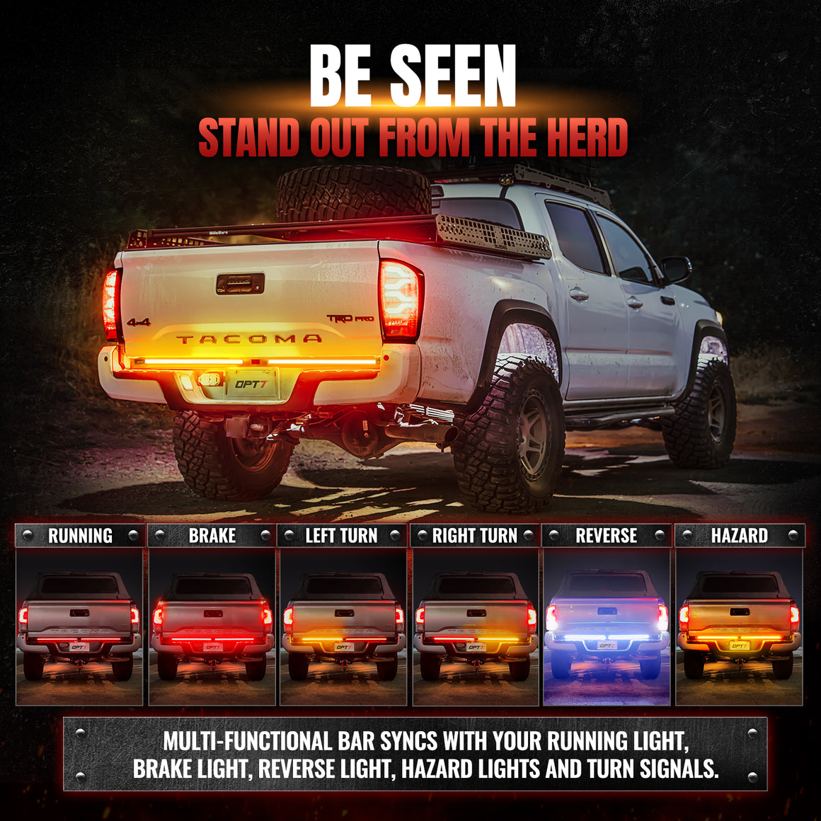Redline Parlux Triple Row LED Tailgate Light Bar for Tacoma with Rever ...