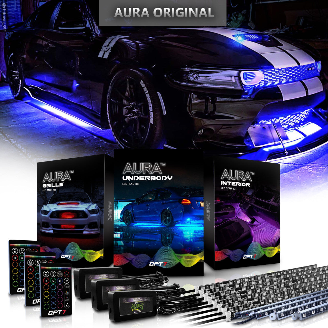 AURA LED Lighting Kit Bundle - Underglow + Grille + Interior - Remote ...