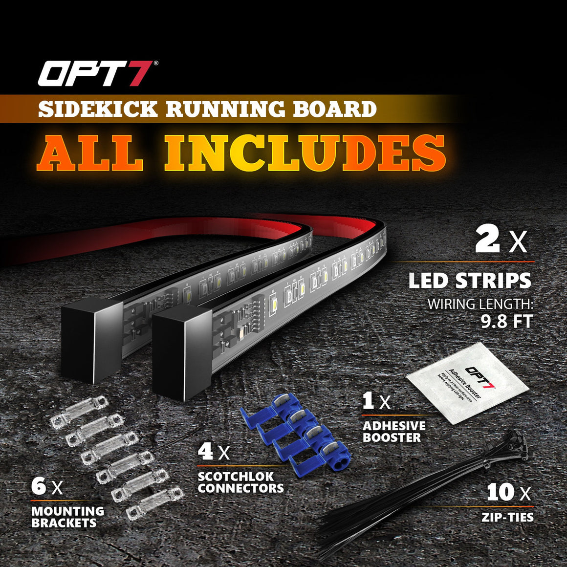 Sidekick Sequential Running Board 2PC Switchback LED Strip Kit – OPT7 ...
