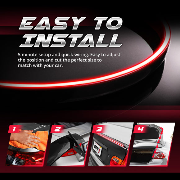OPT7 Universal LED Rear Spoiler Lip Kit (3.9ft) for Car Trunk Exterior ...