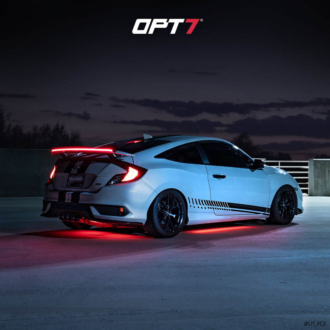 OPT7 Universal LED Rear Spoiler Lip Kit (3.9ft) for Car Trunk Exterior ...