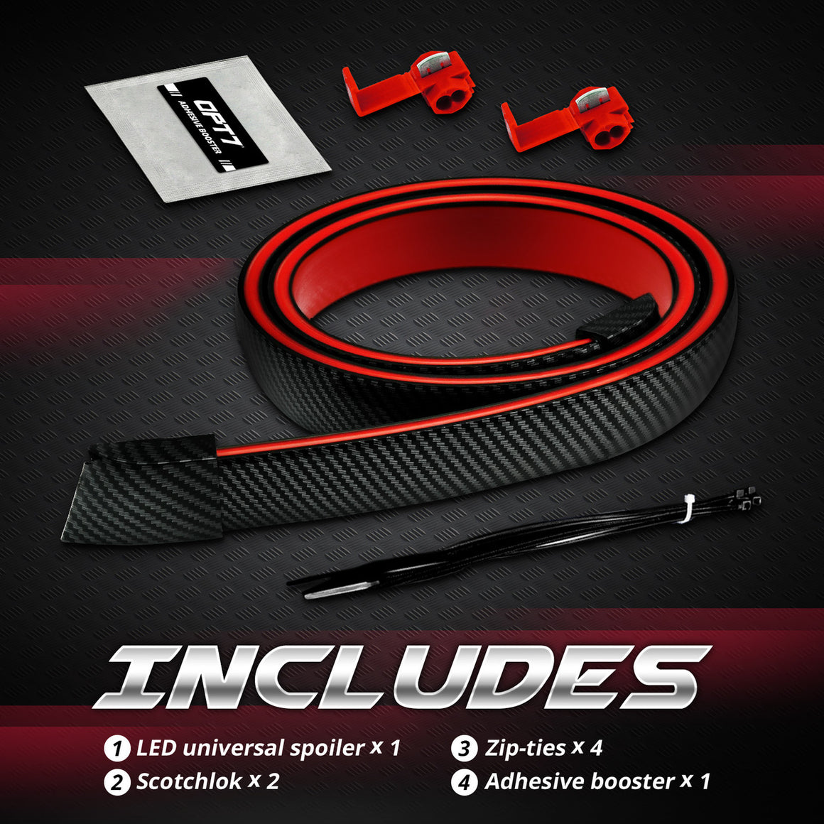 OPT7 Universal LED Rear Spoiler Lip Kit (3.9ft) for Car Trunk Exterior ...